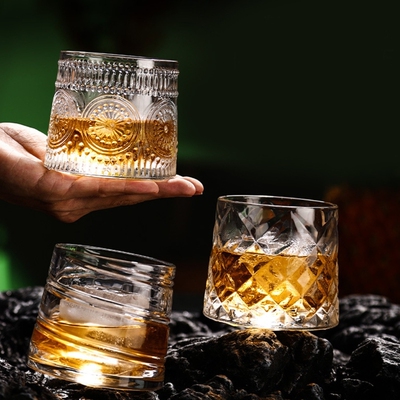 2pcs Whiskey Glasses Rotating Whiskey Cup Gifts for Men