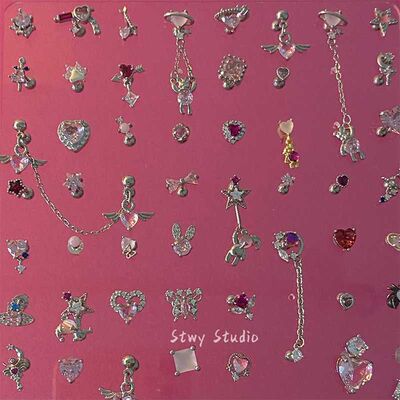 绝美粉色耳骨钉爱心锆石耳蜗钉超闪螺丝钉少女心耳钉高级感耳饰女