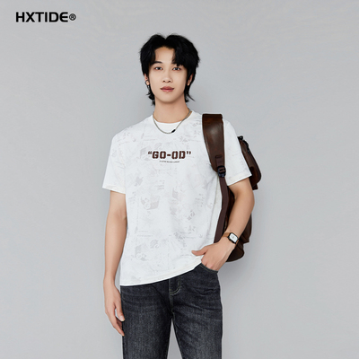 HXTIDE中国狐轩男装夏季短袖T恤