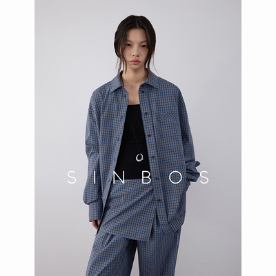 sinbos定格时光 慵懒松弛感衬衫女外套2025夏季新款复古格子上衣