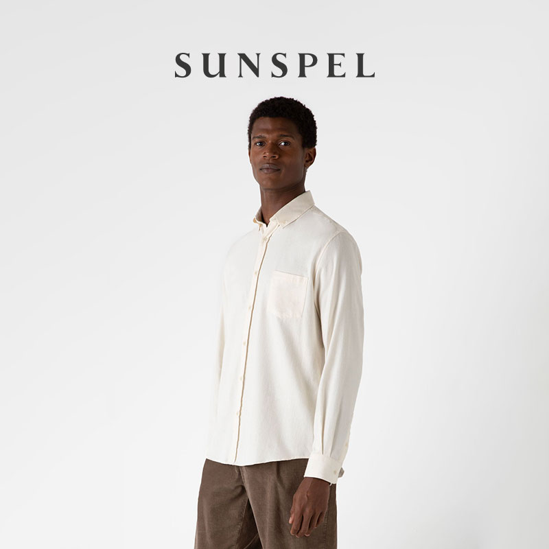 SUNSPEL男士秋冬经典款棉法兰绒纽扣领长袖衬衫