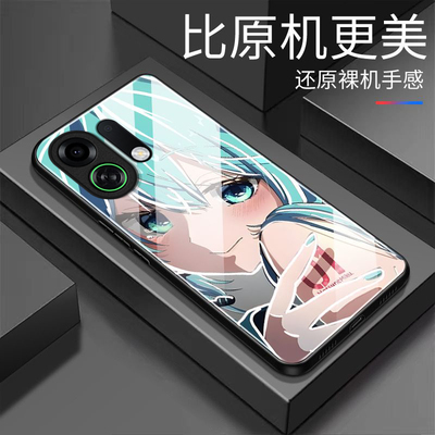 初音未来适用OPPOK13TurboPro手机壳k12/11x新款K13s玻璃k10活力版k9pro全包防摔k7硬壳oppor15高级感oppor17