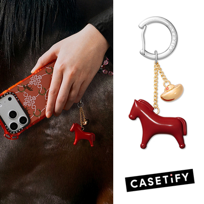 CASETiFY红色小马手机挂链钥匙圈
