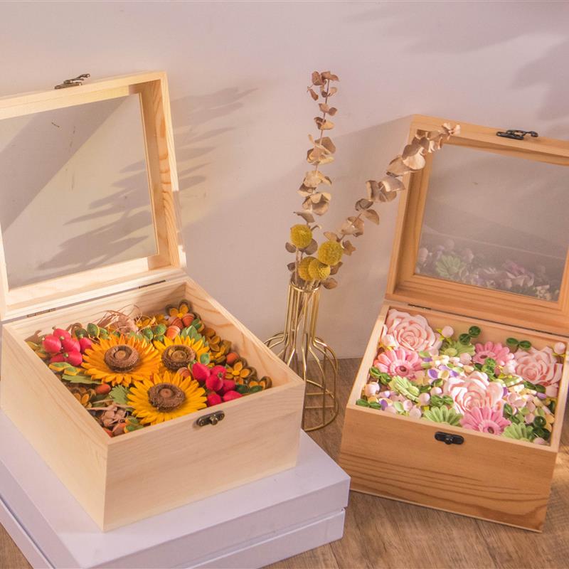 衍纸手工花盒材料包 diy立体折纸剪纸套装 节日生日礼物成品定制