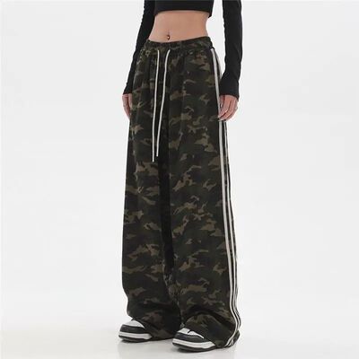 Hip Hop Vintage Camouflage Striped Jogging Sweatpants Women