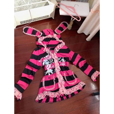 Japanese Lace Patchwork Stripe Jackets Grunge Rabbit's Ears