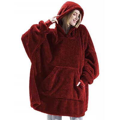 New Winter Women Double-faced Fleece Hoodie Blanket Oversize