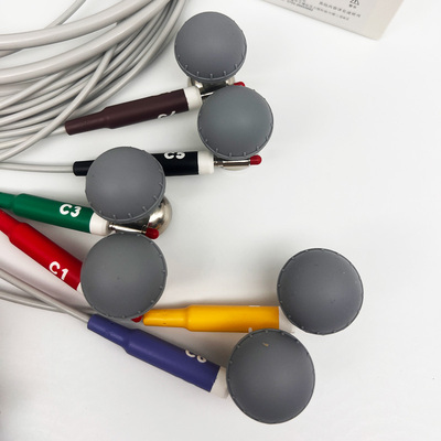 心电图机吸球 导联线配件兼容适用灰色双用 胸电极 四肢体夹