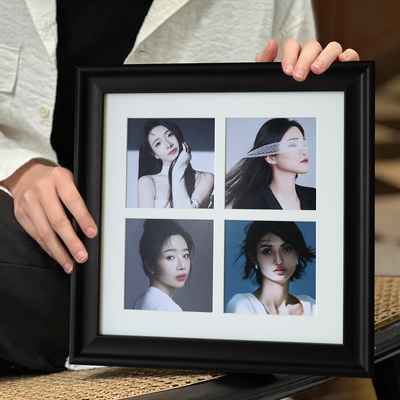 实木黑色九宫格12/48/36/9多宫格儿童肖像照情侣生日婚纱旅行相框