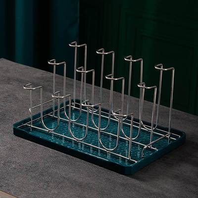 玻璃杯架茶杯子置物架沥水杯8个客厅倒扣12杯不锈钢收纳架子倒挂