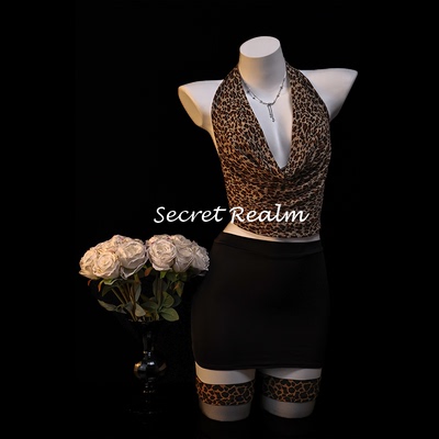 秘境「狂野OL」性感睡裙豹纹秘书制服挂脖内衣情调诱惑纯欲风qqny