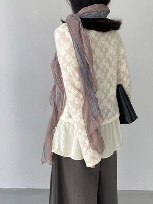 江左  温柔风提花刺绣荷叶边蕾丝T恤26早春韩系显瘦打底衫 Y0290