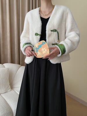 司南 新中式国风盘扣 气质仿水貂毛毛环保皮草外套秋冬 SN4581