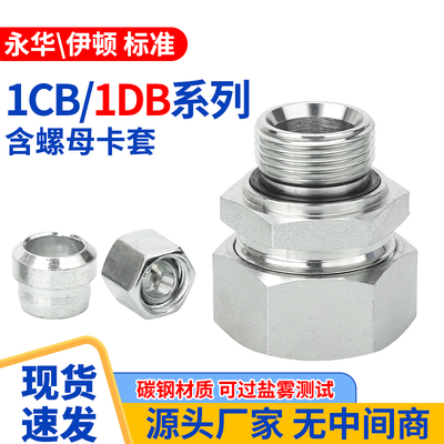 碳钢1CB/1DB液压接头24度锥英制过渡卡套配螺母卡套高压油管直通