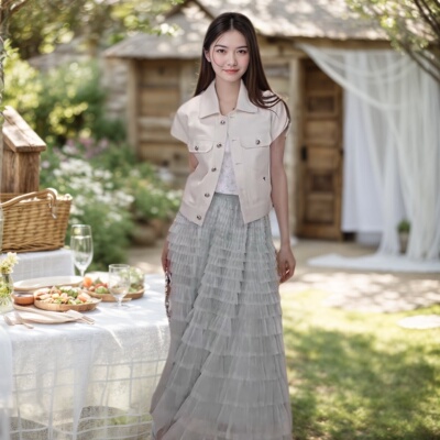 Miele夏季新款轻奢纯色半身裙