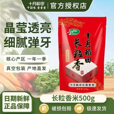 2025新米】十月稻田长粒香500g东北大米真空装煮饭粥官方授权