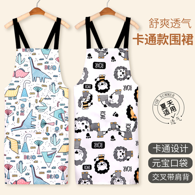 速发夏季围裙家用厨房薄款透男2021新款做饭风气围腰可爱工作服