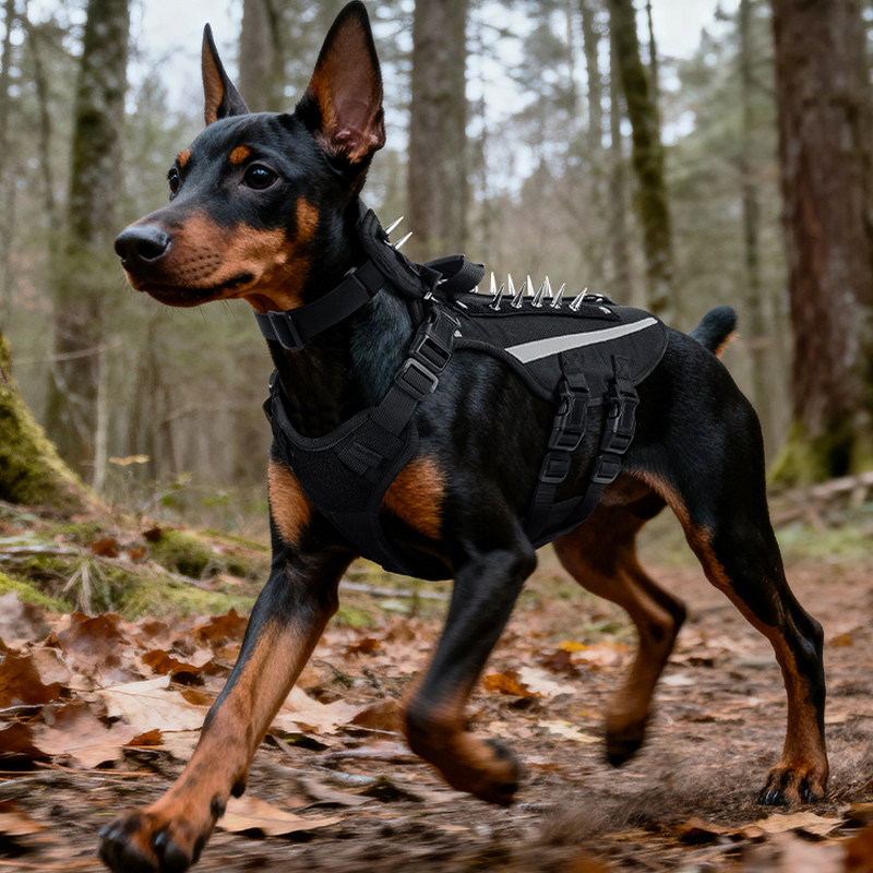战术狗狗胸背防爆冲宠物胸背大小型犬防狗狗咬铆钉胸背反光遛狗绳