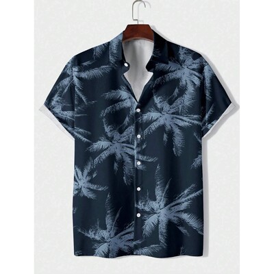 3d数码印花休闲宽松男士衬衫