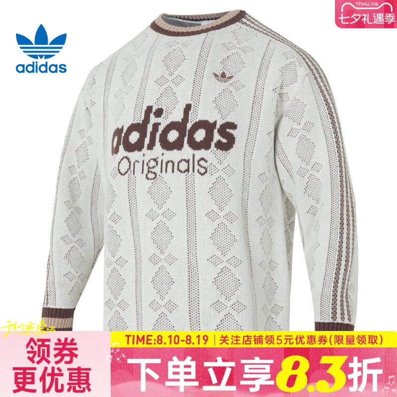 adidas阿迪达斯三叶草RETRO SPORTS运动休闲毛衣男圆领线衫KS5956
