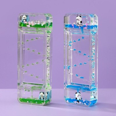 可爱熊猫减压油漏沙漏创意摆件情绪稳定桌面油滴计时器送儿童礼物