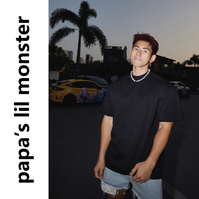 PAPASLILMONSTER【深渊部落】美式复古纯色黑T恤小圆领口短袖上衣