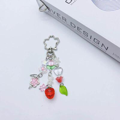 Cute strawberry bow keychain y2k coquettish fairytale lily