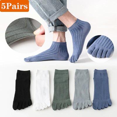 5 Pairs Toe Socks for Men Breathable MeshCotton Casual Thin