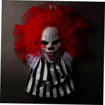 Halloween Terror Clown Wreath Door Wall Hanging Wreath Decor