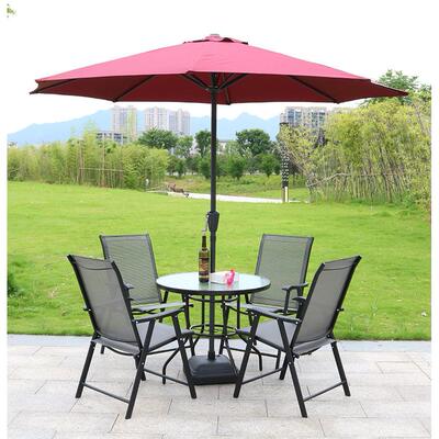 Outdoor tables and chairs with umbrella seats balcony户外