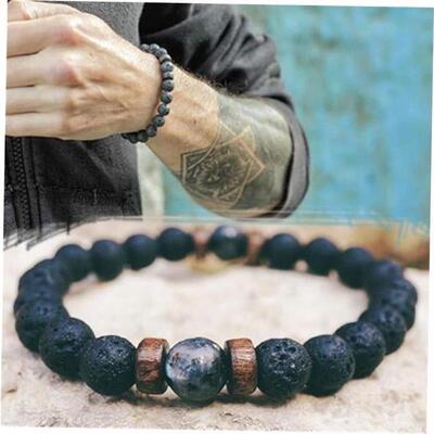 Natural Lava Stone Beads Healing Balance Chakra Charm Bracel