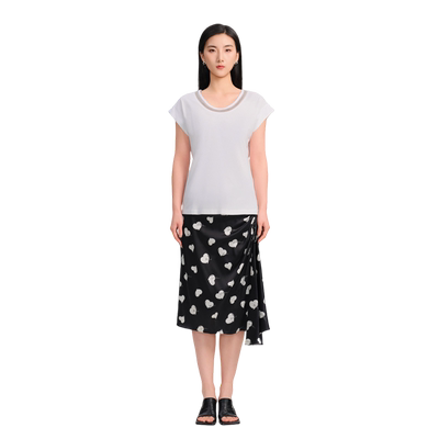 blood&glitter/璞德格骊春夏领口珠链装饰纯色夏日气质短袖T恤