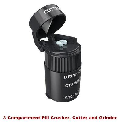 3 Compartment Pill Crusher Cutter Grinder Vitamins Tablets