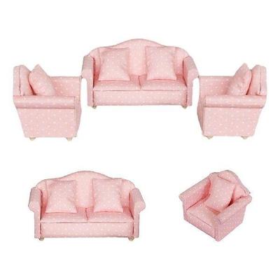 Miniature Sofa Set for 1:12 Doll House Living Room Life