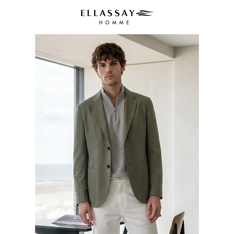 ELLASSAY歌力思男装2026年秋季新款男士天丝棉弹力轻商务休闲西装