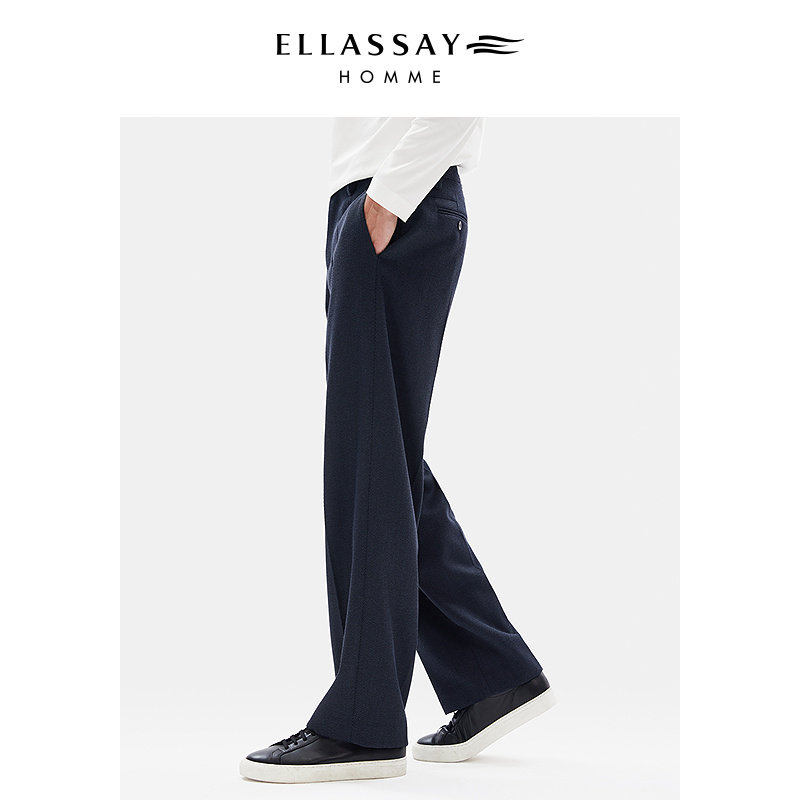 ELLASSAY歌力思男装澳大利亚美丽诺羊毛马裤呢工艺西装裤