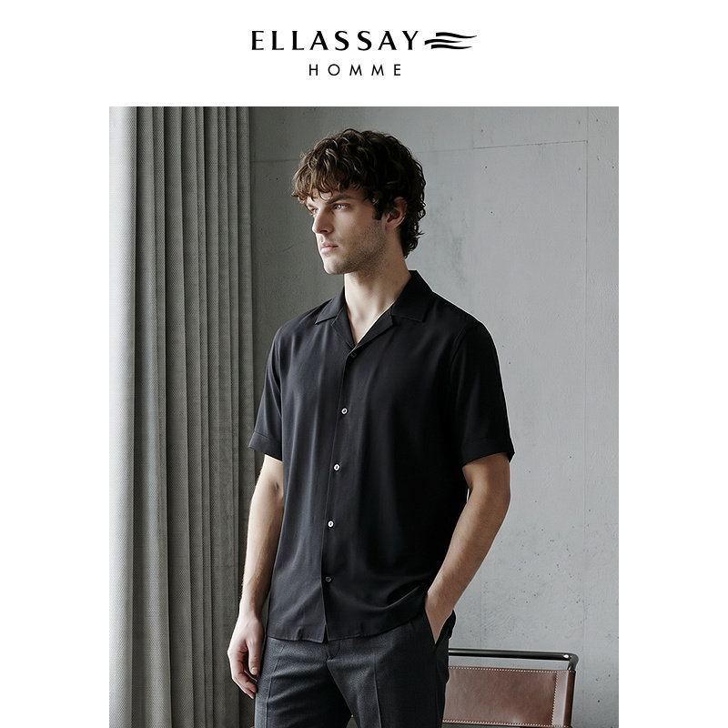 ELLASSAY歌力思男装2026年秋季新款男士铜氨混纺短袖轻薄商务衬衫