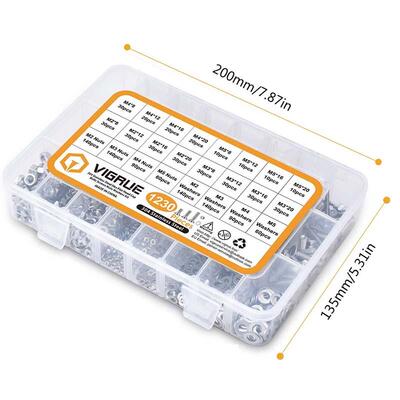 1230个不锈钢家用盒装螺丝螺母垫片套装平头圆头沉头内六角螺栓M2