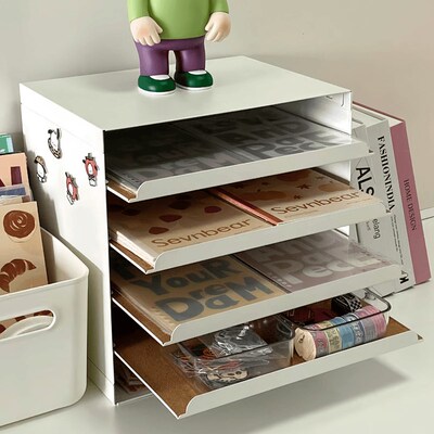 速发信盘收理盒架分格抽屉储物盒A4文件收纳宿整桌面文具舍纳盒