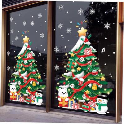 Christmas Christmas tree sticker Window scene arrangement