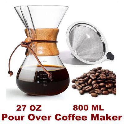 Pour Over Coffee Maker Borosilicate Glass Drip Coffeemaker