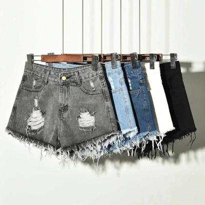 Hole irregular plus size denim shorts women high waist girl