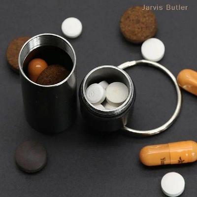 1pcs Mini Waterproof Aluminum Alloy Pill Box Keychain