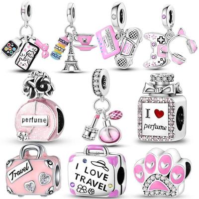 Genuine 925 Sterling Silver Pink Perfume Charms Fit Original