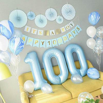 极速100-day banquet decoration baby 100-day decoraUtion 100