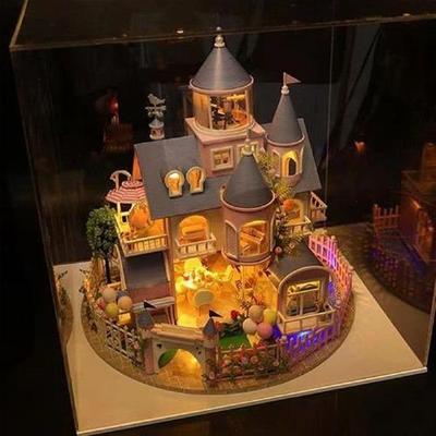 极速Woodedn DIY Doll House, Assembly Table Decor Birthday Gi