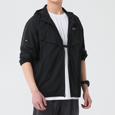 Nike耐克男子跑步外套新款梭织连帽反光薄款夹克皮肤衣HV4549