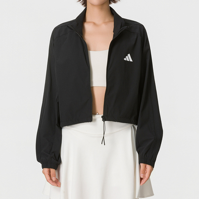 阿迪达斯官方正品女装运动服春秋梭织夹克短款显瘦立领外套KU7999