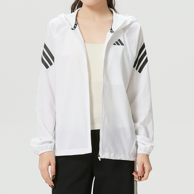 阿迪达斯三叶草女装梭织连帽夹克外套26春季新款跑步运动服KQ8072
