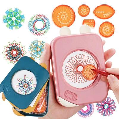 Spirograph Drawing Toys Storage Set Interlocking Gears Wheel